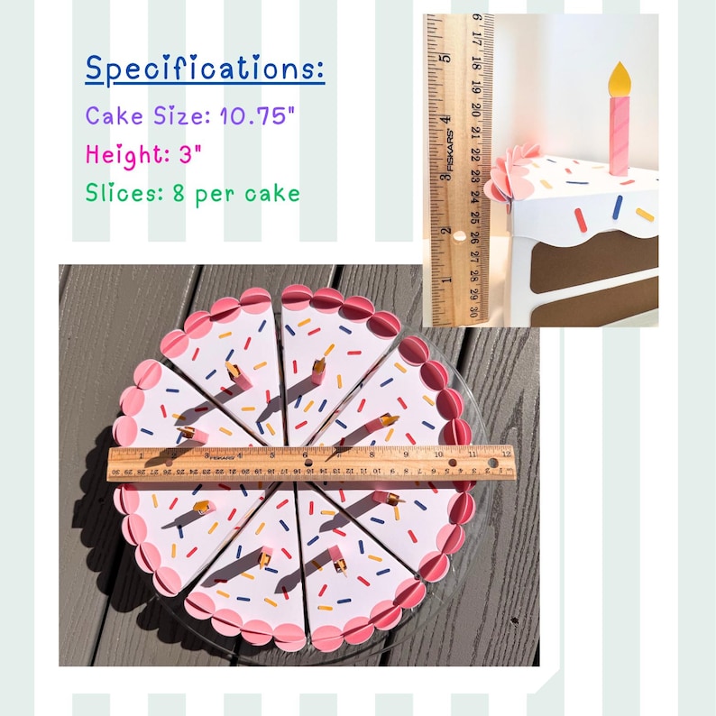 3D Paper Fake Cake Slice Favor Boxes: Birthday Party Table Decoration ...