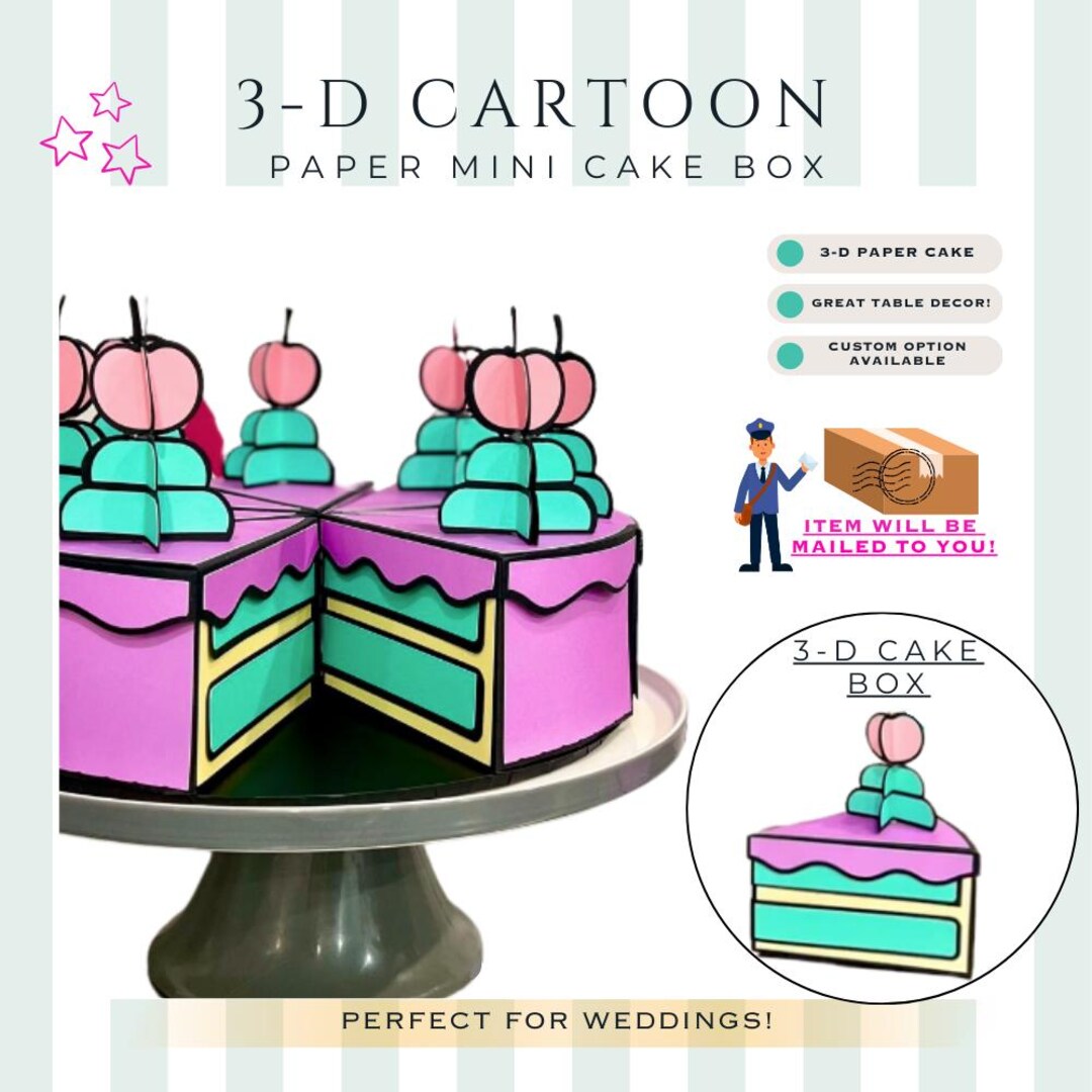 3D Cartoon Paper Cake Slice Luxury Gift Favor Boxes - Unique Girl Boy ...