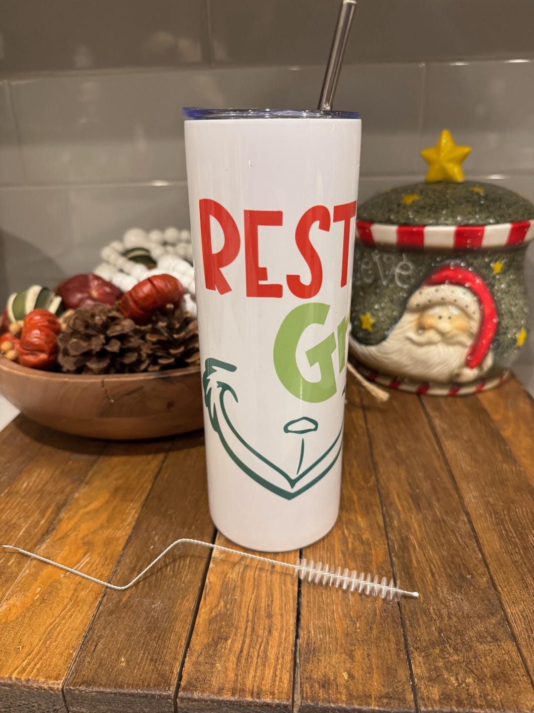 Resting Grinch Face Tumbler Stainless Steel Double Wall Insulated Cup ...