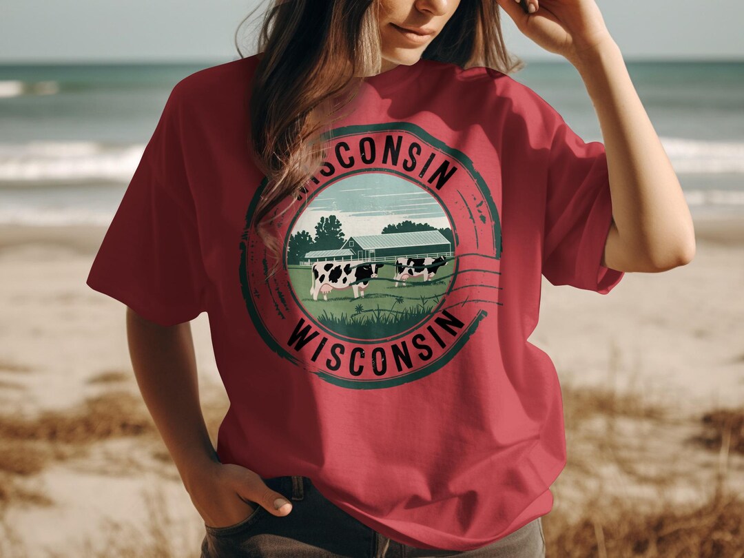 Wisconsin T-shirt, Holstein Cows, Farm Life Tee, Dairy State Souvenir ...