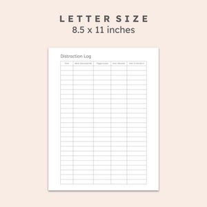 Distraction Log Printable Template - Focus Tracker & Productivity ...