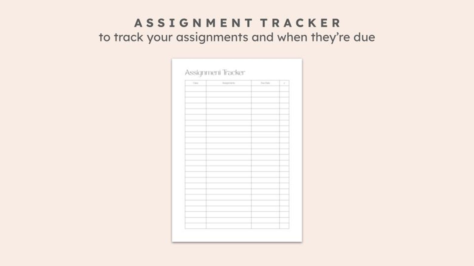 Assignment Tracker Printable | Homework & Class Log for Students ...