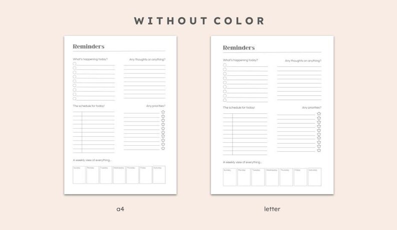 Reminders Printable | To-do Notes & Personal Checklist Page | Minimal ...