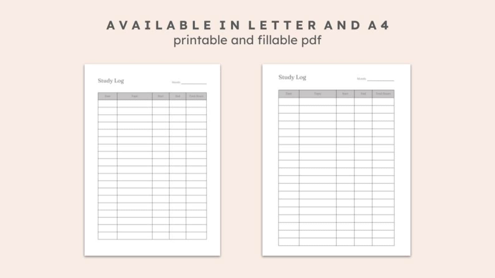 Study Log Printable | Study Hours & Session Tracker for Students ...