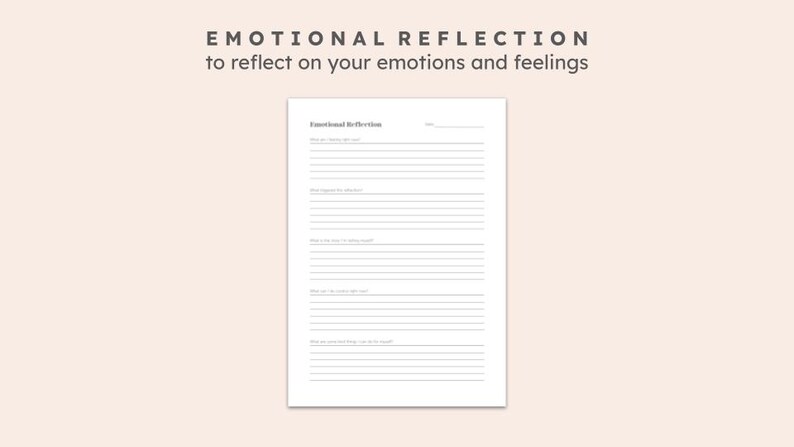 Emotional Reflection Journal Printable - Daily Mental Health Check-in ...