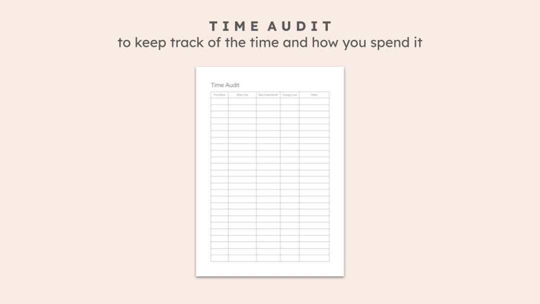 Time Audit Printable Template - Track Daily Habits & Time Usage ...