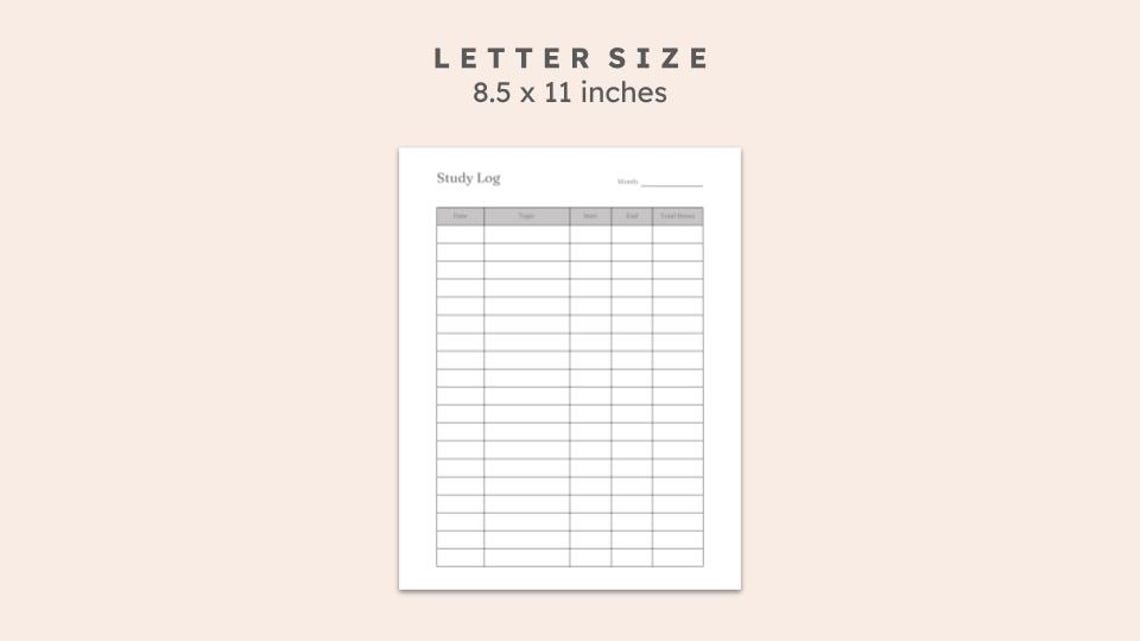 Study Log Printable | Study Hours & Session Tracker for Students ...