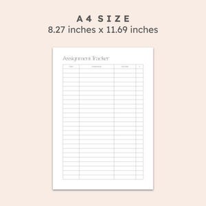 Assignment Tracker Printable | Homework & Class Log for Students ...