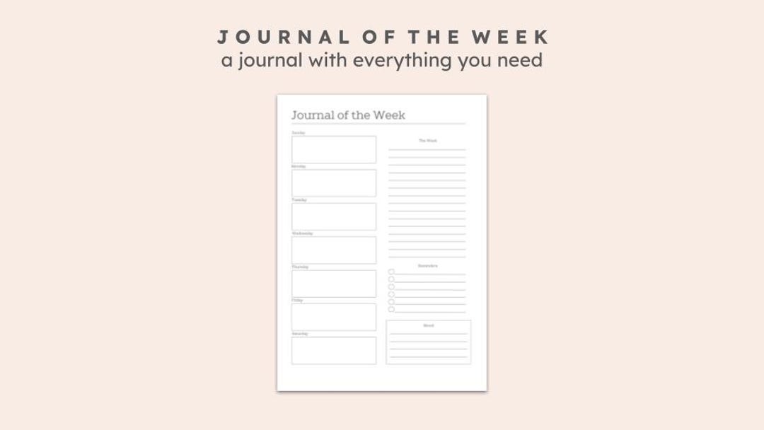 Journal of the Week Printable Template - Etsy