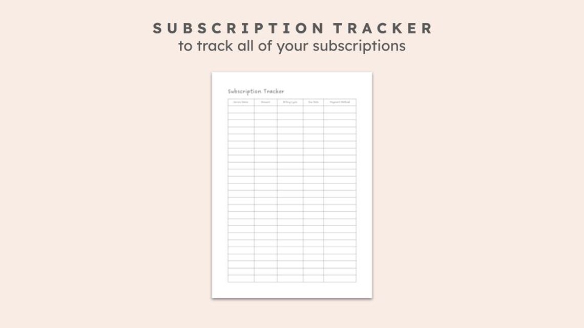 Subscription Tracker Printable Template | Track Your Memberships ...