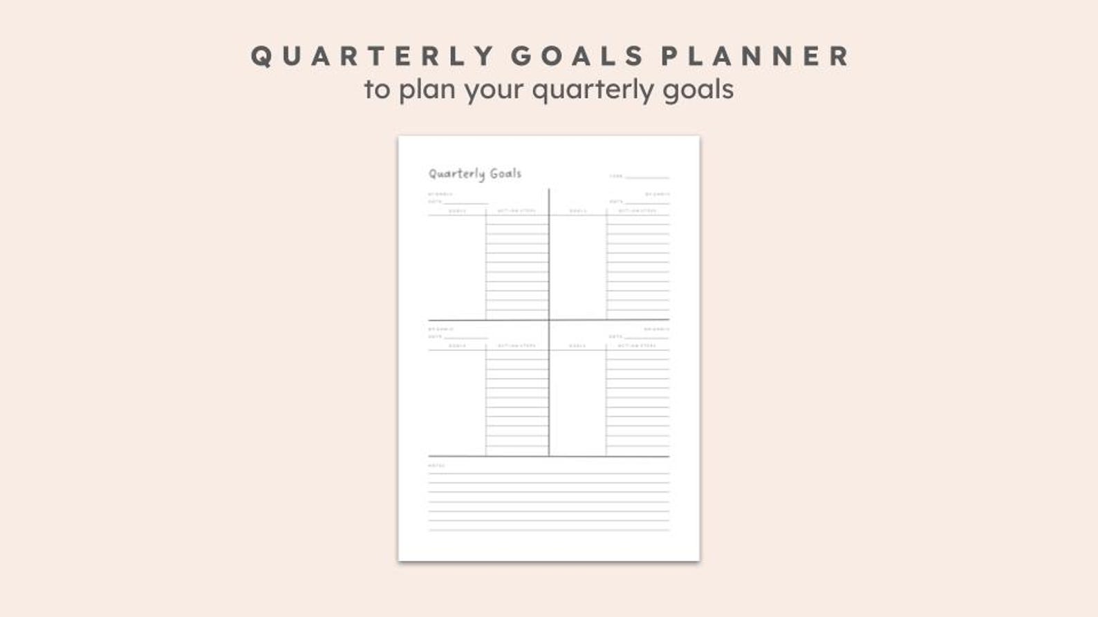 Quarterly Goals Planner Printable | Set and Track 90-day Goals | Goal ...