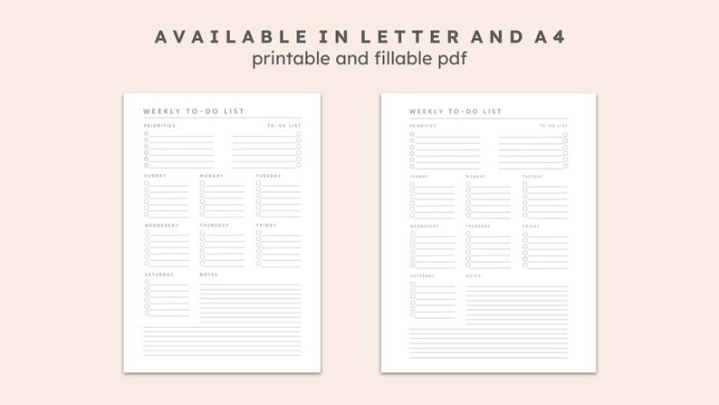 Weekly To-do List Printable Template - Etsy