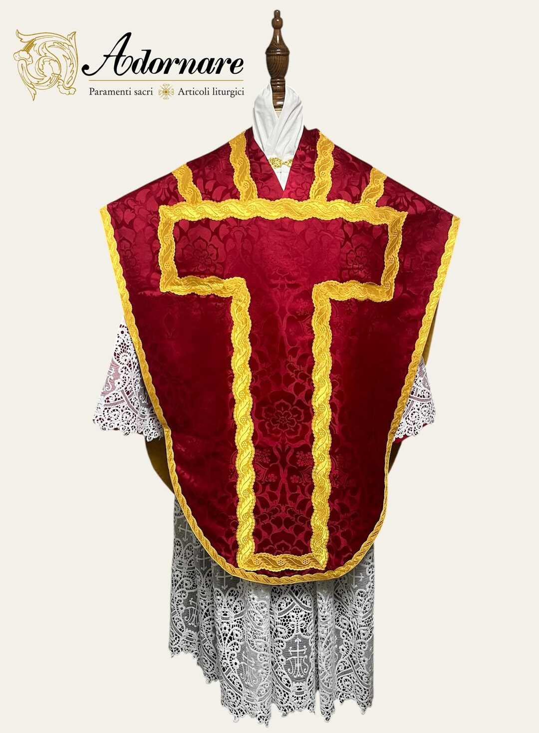RED St Philip Neri Damask Chasuble Pianeta Latin Low Mass Set Catholic ...