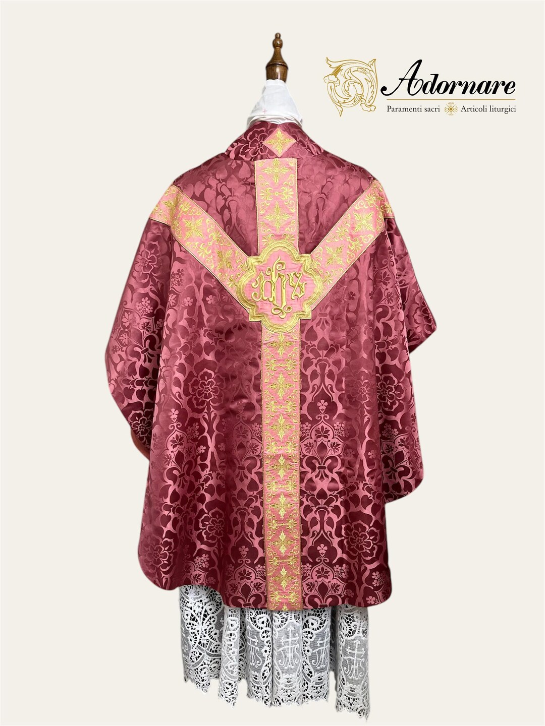 ROSE Semi-gothic Chasuble With Machine-embroidered Orphrey and IHS ...