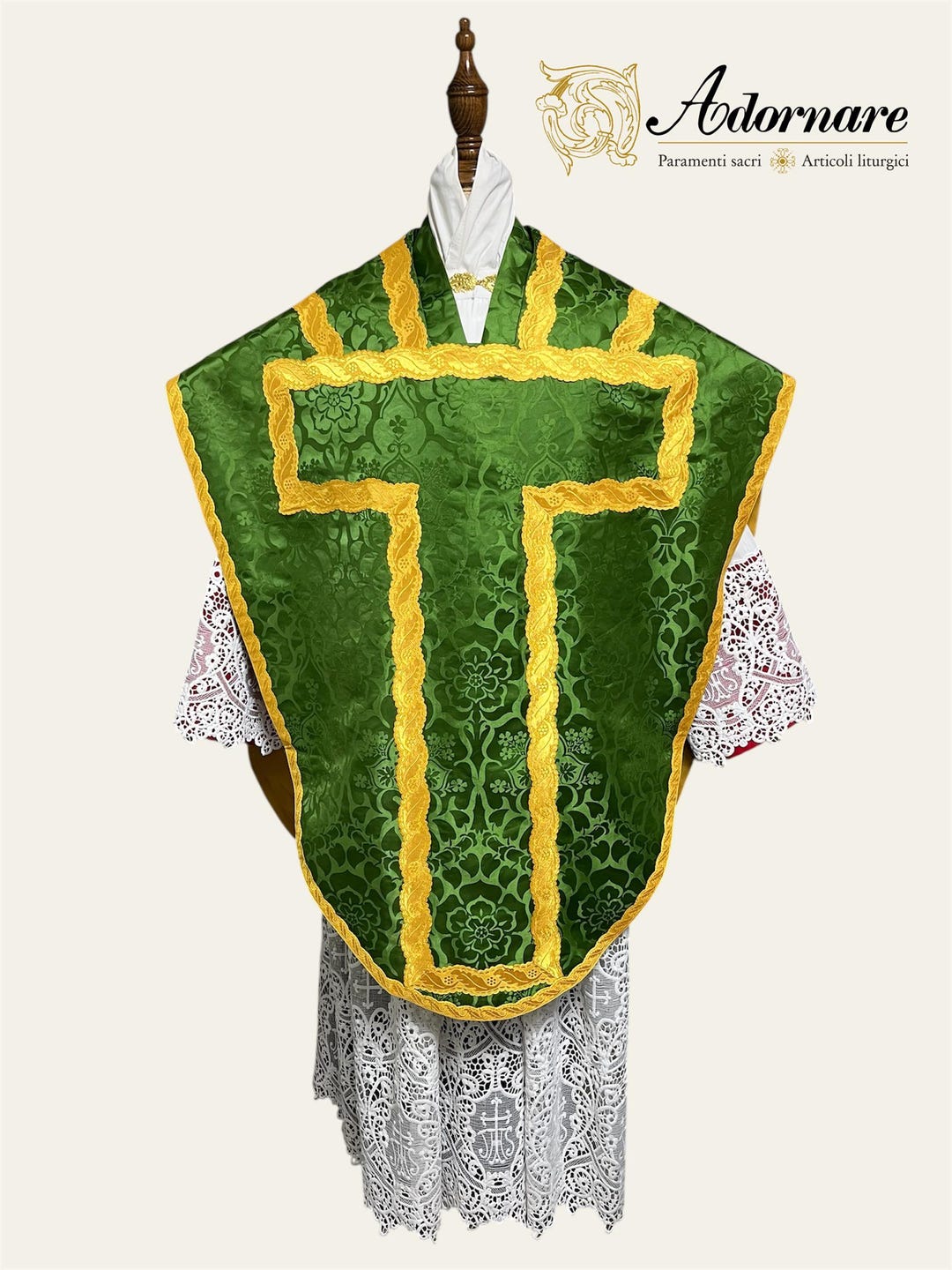 GREEN St Philip Neri Damask Chasuble Pianeta Latin Low Mass Set ...