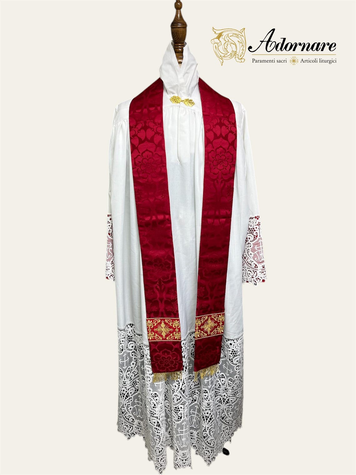 RED Semi-gothic Chasuble With Machine-embroidered Orphrey and IHS ...
