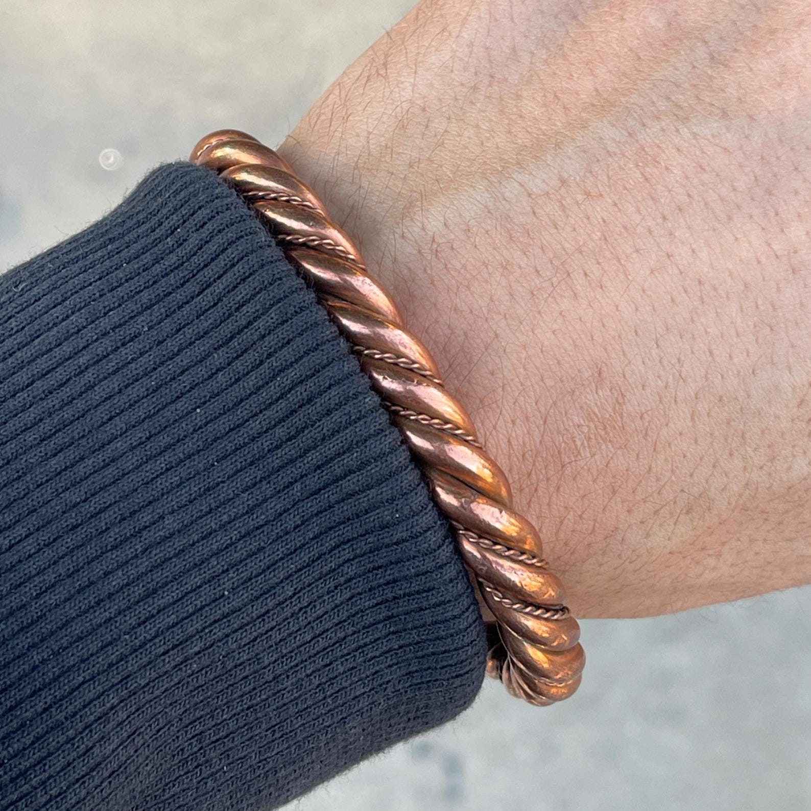 Elegant Heavy Twisted Pure Copper Tensor Therapy Bracelet for Pain ...