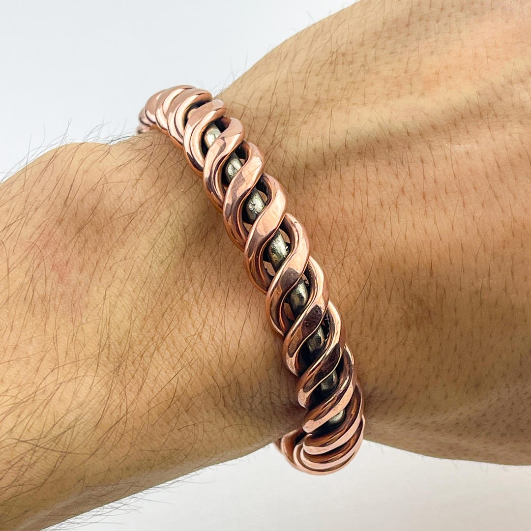 Twisted 2 Tone Pure Copper Therapy Bracelet for Pain Relief & Healing ...
