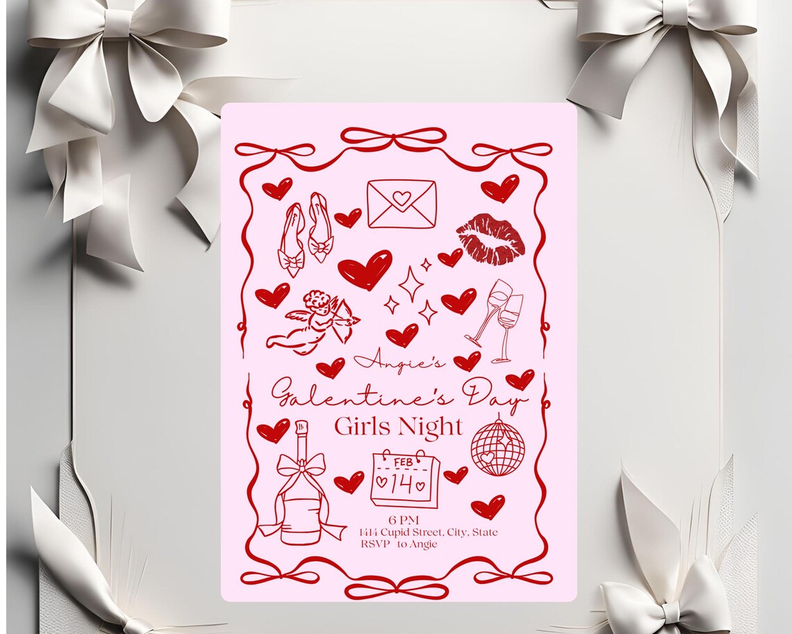 Galentine's Day Girls Night Invitation Template Digital Download - Etsy