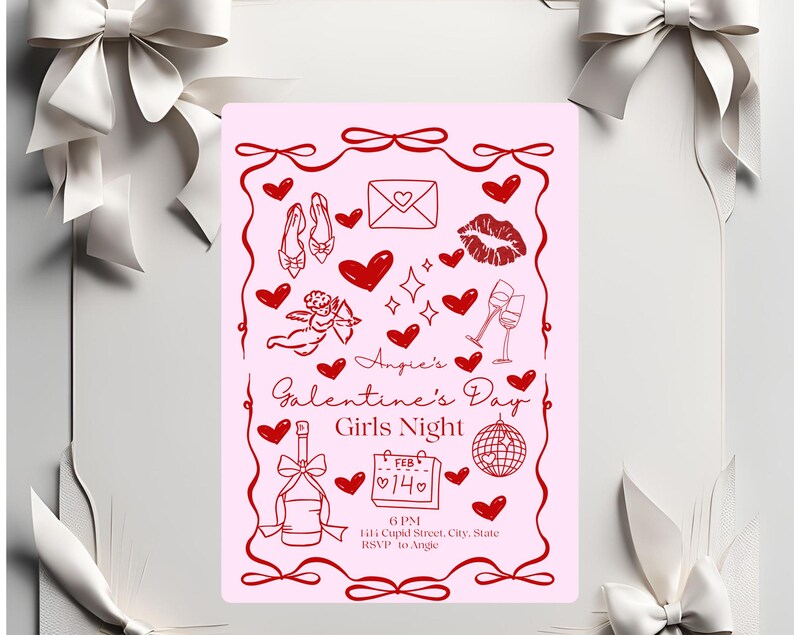 Galentine's Day Girls Night Invitation Template Digital Download - Etsy