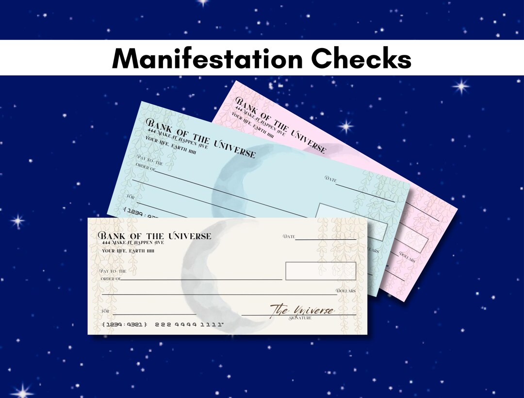 Printable Manifestation Checks for Abundance | Instant Download Money ...