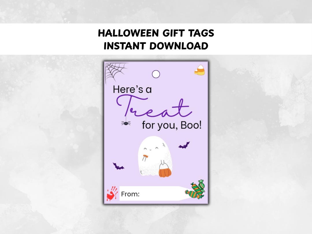 Halloween Ghost Gift Tags: Printable Treat Bag Labels (instant PDF ...
