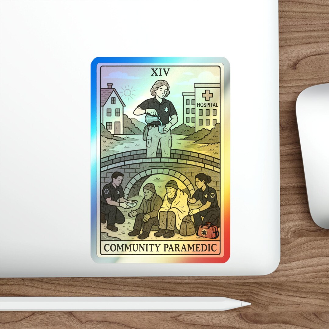 Holographic "community Medic" Skeleton Tarot EMS Sticker | Unique Die ...