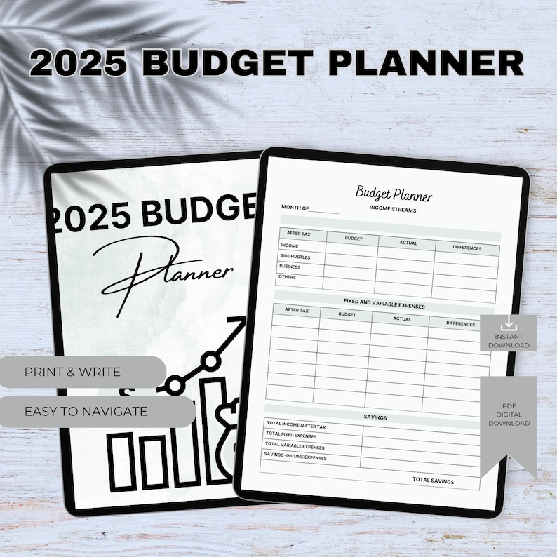 2025 Printable Budget Planner, Budget and Finance Tracker, Finance ...