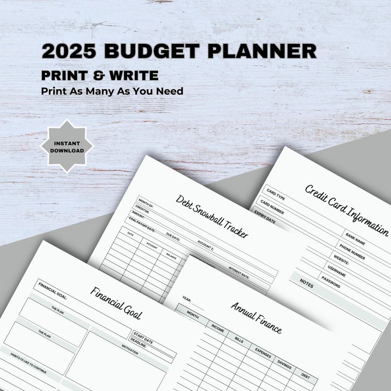 2025 Printable Budget Planner, Budget and Finance Tracker, Finance ...
