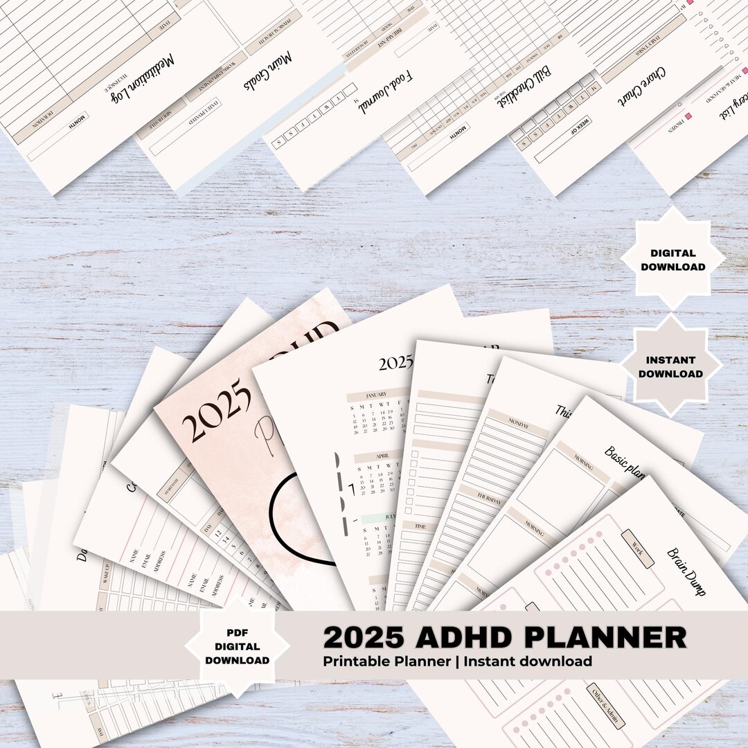 ADHD Digital Planner, 2025 Digital Planner, ADHD Planner, Daily Planner ...