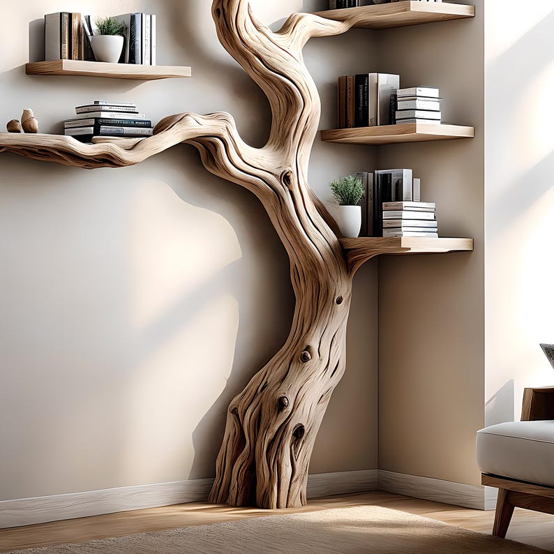 Tree Branch Bookshelf Natural Beauty for Modern Spaces - Etsy