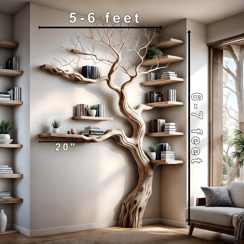 Tree Branch Bookshelf Natural Beauty for Modern Spaces - Etsy