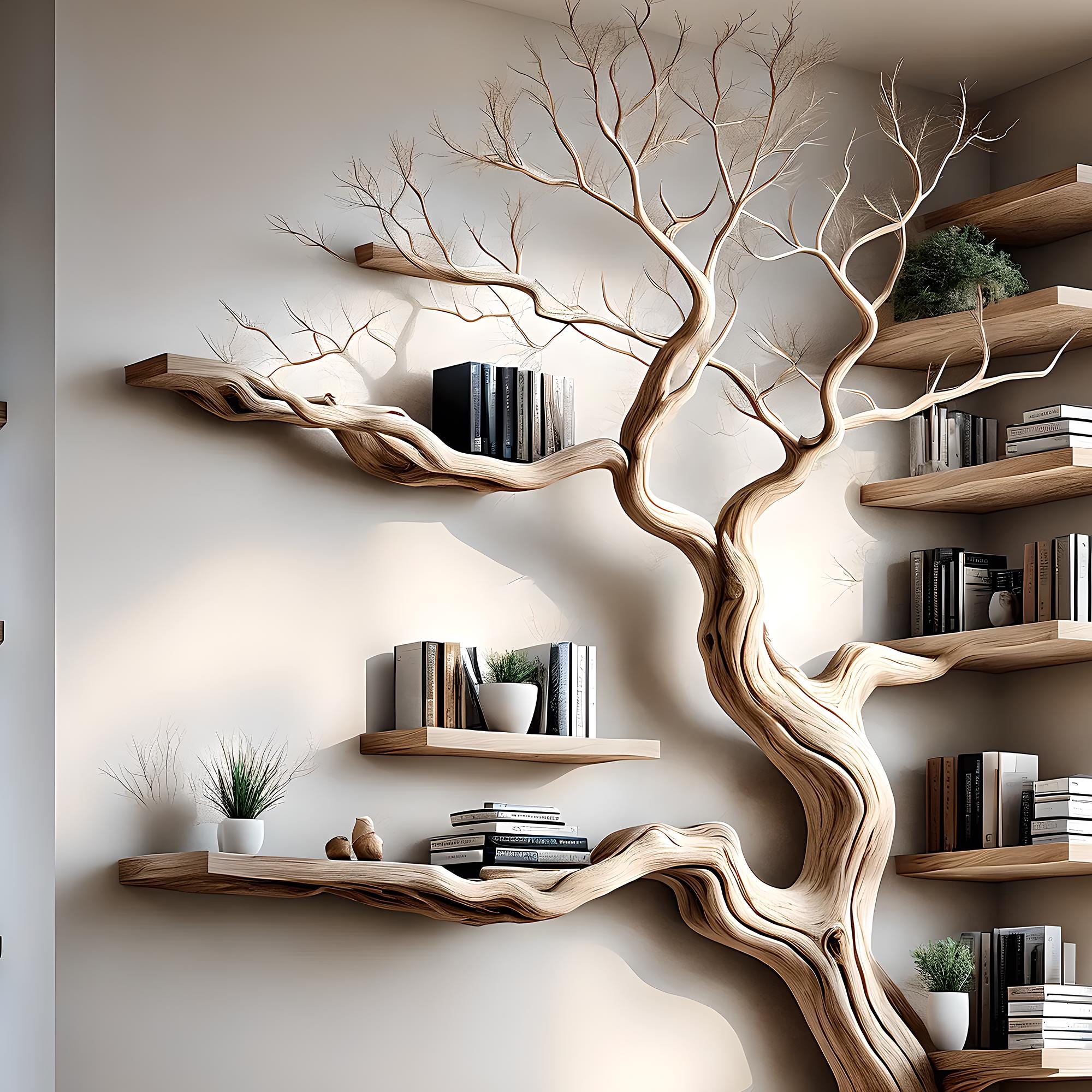 Tree Branch Bookshelf Natural Beauty for Modern Spaces - Etsy