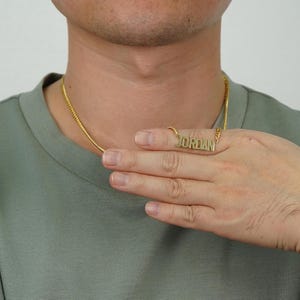 Men Name Necklace: Personalized Cuban Chain Thick Letter Pendant for ...