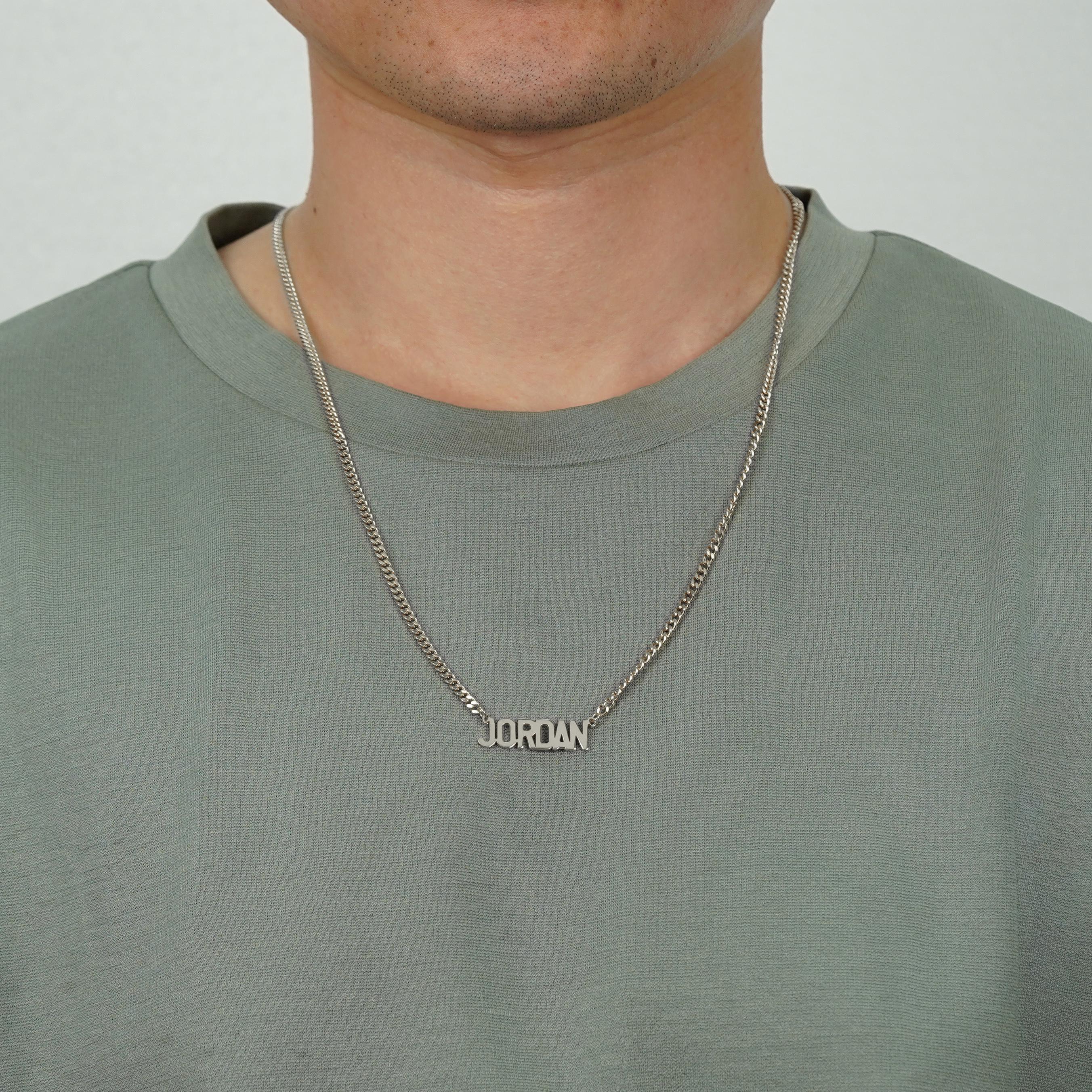 Men Name Necklace: Personalized Cuban Chain Thick Letter Pendant for ...