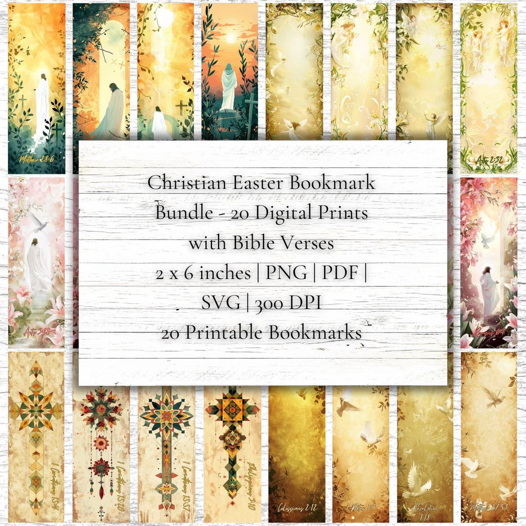 Christian Easter Bookmarks - 20 Christian Digital Print Bookmarks ...