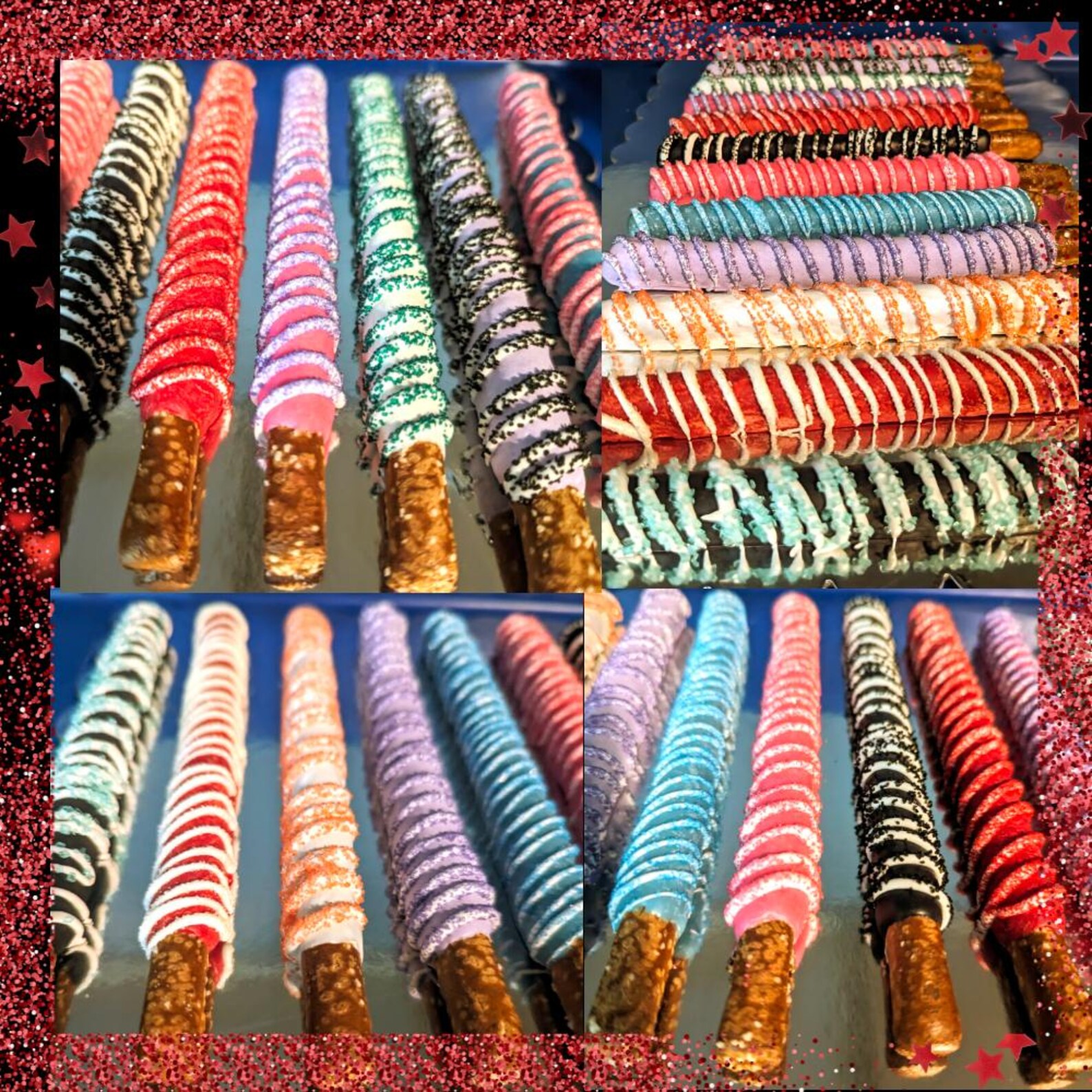 Gift Box of 14 Chocolate Covered Pretzels W/ White Drizzle Covered With ...