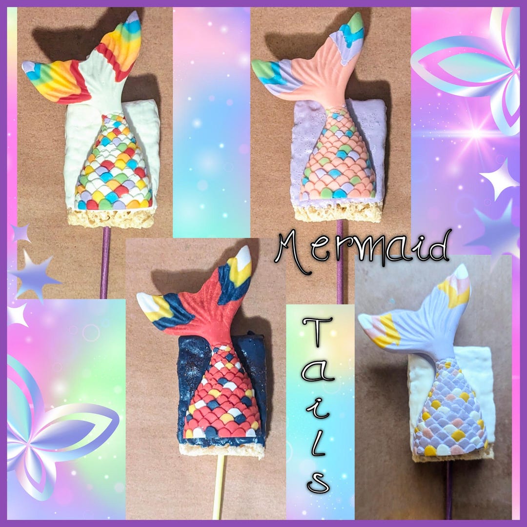 Colorful Mermaid Themed Chocolate Covered Rice Krispie Treat Pops! 8 ...