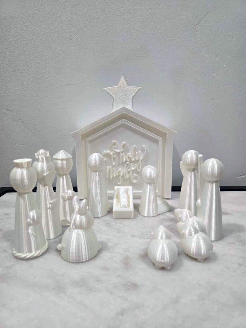 Beautiful Nativity Set Box in White Silk or Clear Gold Color - Etsy
