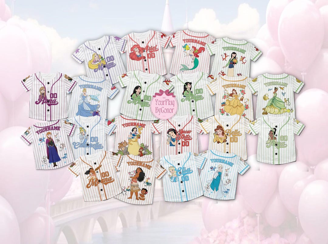 Personalized Disney Princess Baseball Jersey, Custom Name and Number ...