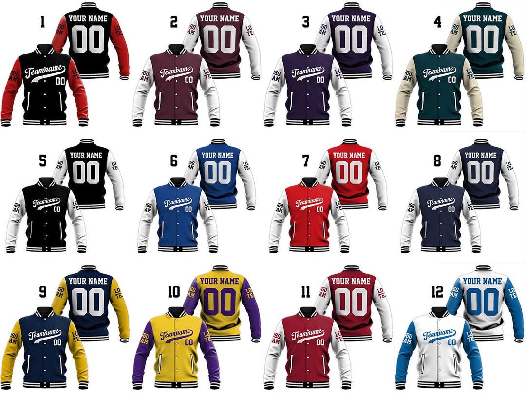 Personalized Baseball Jacket With Team Name Number Logo, Customized ...