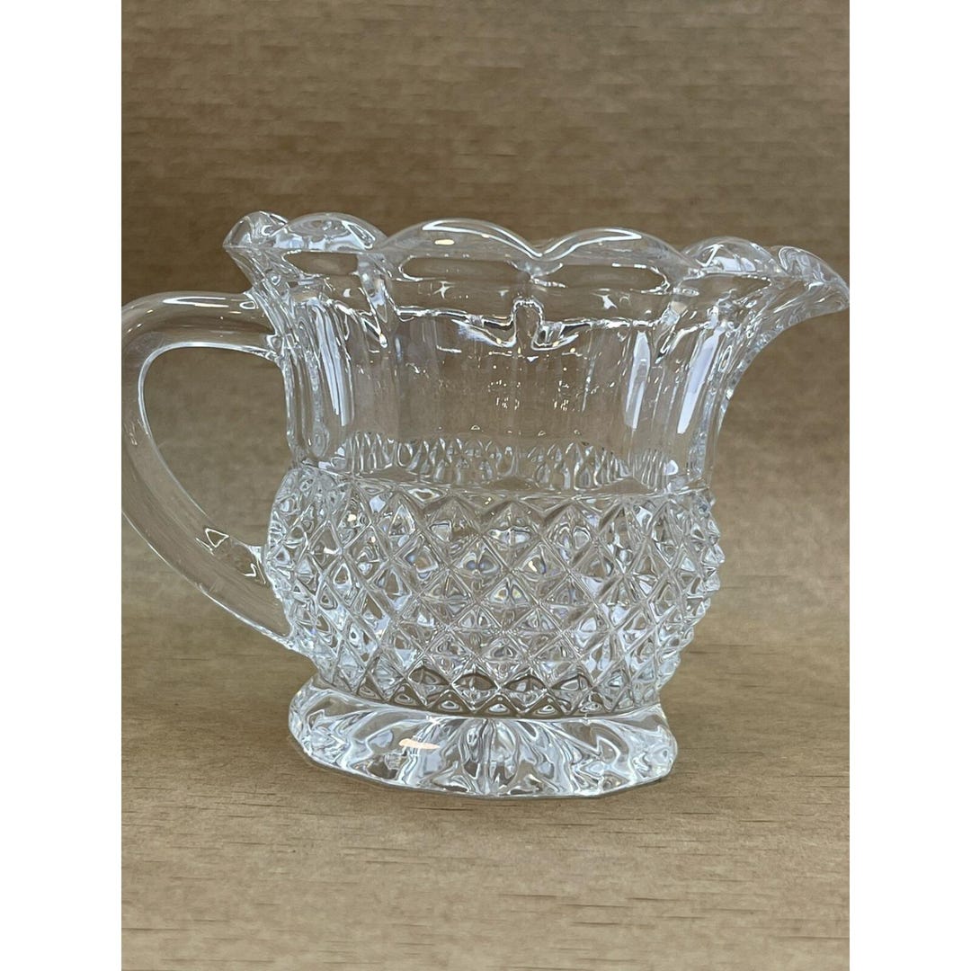 Vintage Diamond Point Waffle Crystal Clear EAPG Footed Creamer - Etsy