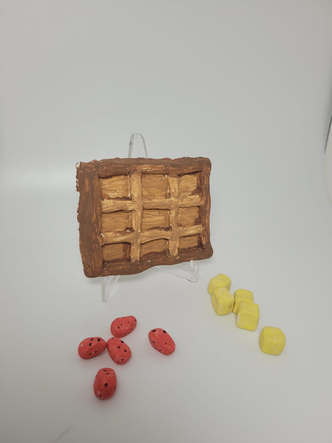 Waffle Clay Tic Tac Toe Board With Strawberries and Butter Pieces - Etsy