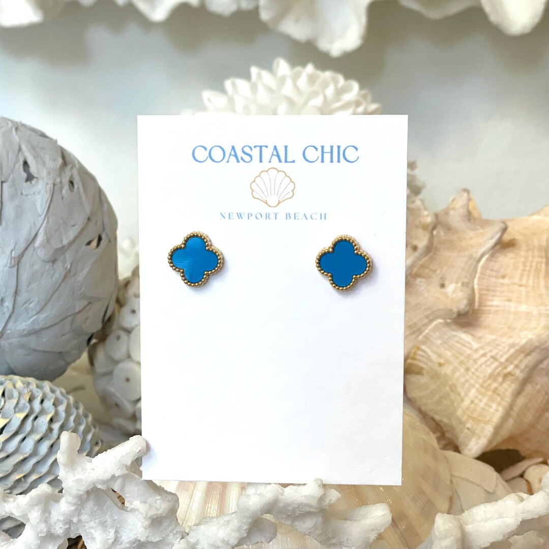 Blue Four-leaf Clover Stud Earrings - Etsy