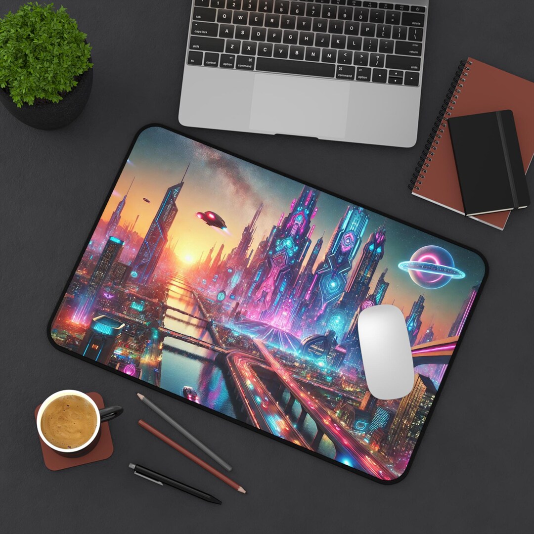 Futuristic City Desk Mat, Gaming Desk Mat, Mouse Pad for Gamers, Extra ...
