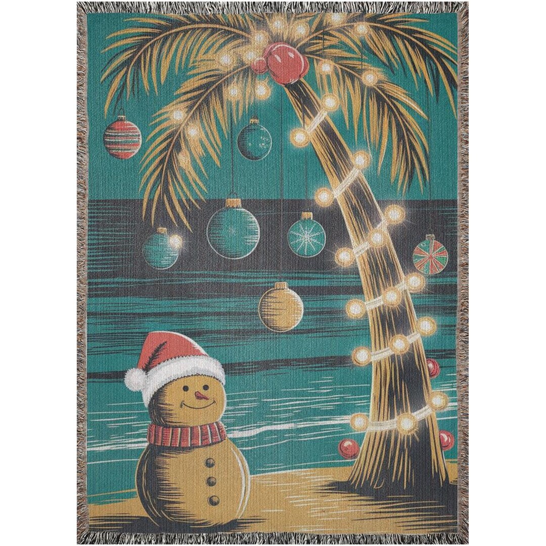 Tropical Snowman Woven Blanket – Holiday Beach Vibes - Etsy