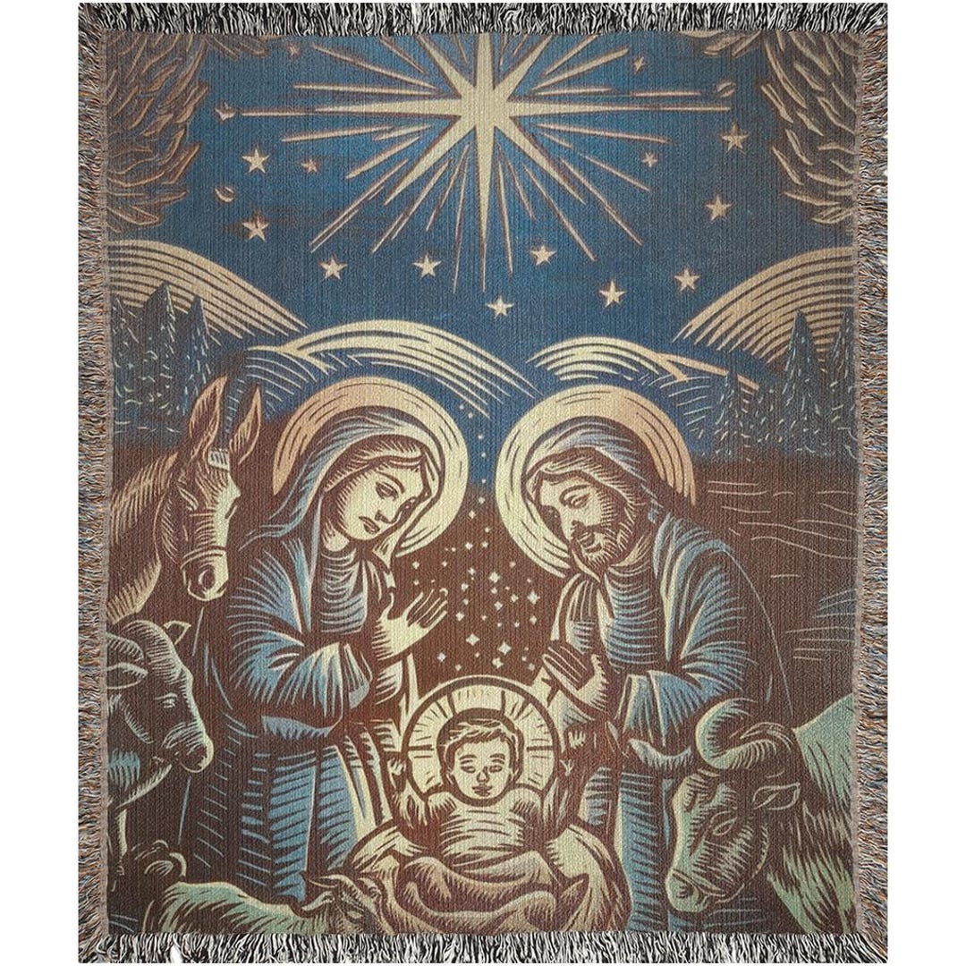 Nativity Scene Woven Blanket – A Celebration of the First Christmas - Etsy