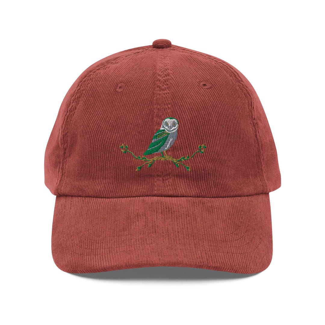 Embroidered Owl Baseball Hat Barn Owl Corduroy Cap Nature Lover ...