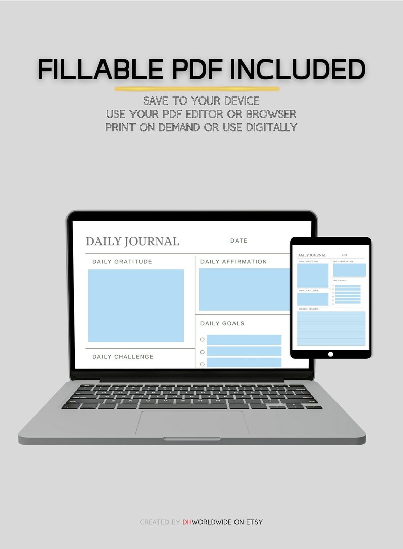 Daily Journal, Instant Download, Daily Review, Daily Summary, Printable ...