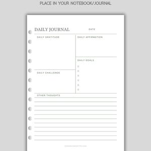 Daily Journal, Instant Download, Daily Review, Daily Summary, Printable ...